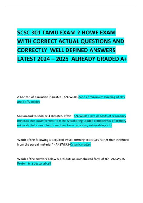 Scsc 301 Tamu Exam 2 Howe Exam With Correct Actual Questions And