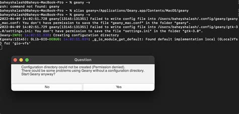 Geany Configuration Directory Could Not Be Createdpermission Denied