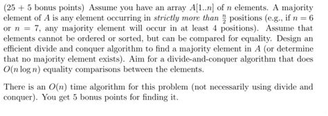 Solved Assume You Have An Array A 1n Of N Elements A