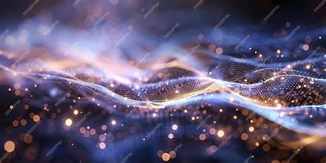 Premium Photo Blue And Gold Tech Grid With Artificial Neurons And Global Data Connections