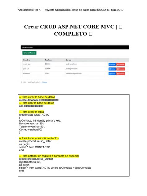 01 Anotaciones Net 7 Crear Crud Asp Net Core Mvc Ya Parte2 Pdf