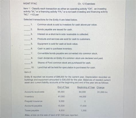 solved item 1 classify each transaction as either an