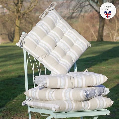 Set Of 4 Blue Outdoor Garden Chair Seat Pad Cushions Diy At Bandq