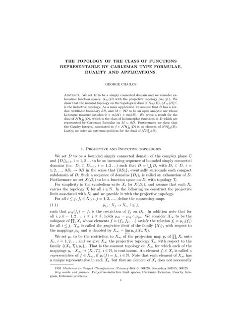 Pdf The Topology Of The Class Of Functions Representable By Carleman