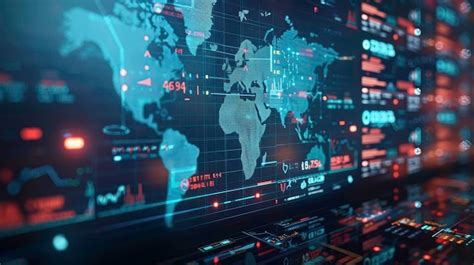 Futuristic World Map With Data Overlays Illustrating Global Connectivity And Digital Information