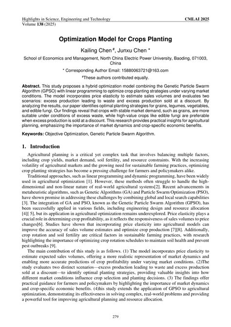 Pdf Optimization Model For Crops Planting