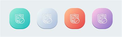 Firewall Line Icon In Flat Design Style Network Protection Signs
