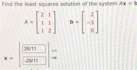[answered] find the least squares solution of the system ax b 2 1 2 1 1