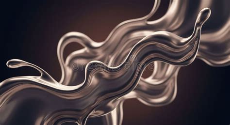 Abstract Metallic Fluid Shape With Smooth Flowing Curves And Reflective Surfaces Stock