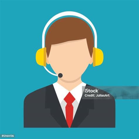 전화 헤드셋 센터 연산자 아이콘 남자 콜 센터 아바타입니다 클라이언트 서비스와 통신 개념입니다 벡터 고객에 대한 스톡 벡터 아트 및 기타 이미지 Istock