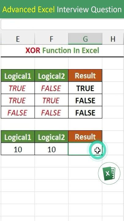 Xor Function In Excel Xor Formula In Excel Excel Interview