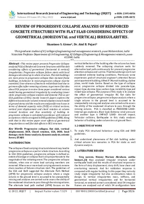 Pdf Review Of Progressive Collapse Analysis Of Reinforced Concrete Structures With Flat Slab