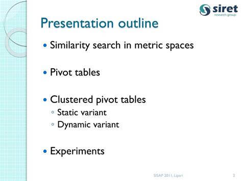 ppt clustered pivot tables for i o optimized similarity search
