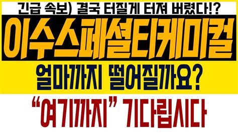 이수스페셜티케미컬 주가전망 얼마까지 떨어질까요 여기까지 기다립시다 Youtube