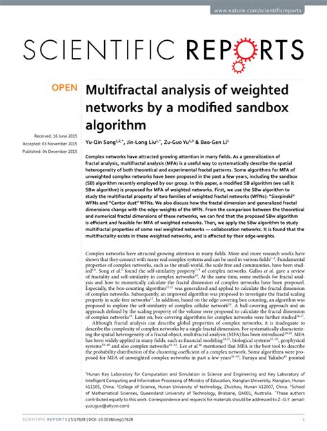 Pdf Multifractal Analysis Of Weighted Networks By A Modified Sandbox Algorithm
