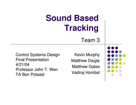 Sound Based Tracking Analog Design Ecse 4962 Docsity