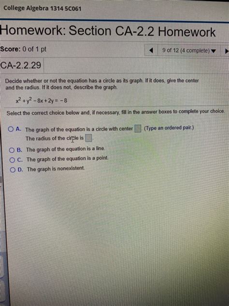 Solved College Algebra 1314 5c061 Homework Section Ca 2 2