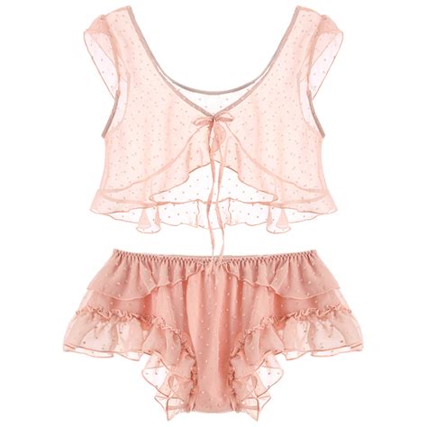 Lace Dot Pink And White Kawaii Sexy Two Piece Set Lingerie Risette