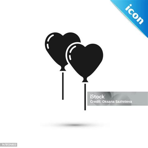 흰색 배경에 리본 아이콘이 분리된 하트 형태의 회색 풍선 발렌타인 벡터 개체 그룹에 대한 스톡 벡터 아트 및 기타 이미지 개체 그룹 고무 공휴일 Istock