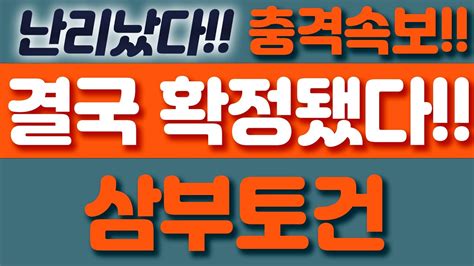 삼부토건 ★난리났다 결국 확정됐다삼부토건삼부토건 주가삼부토건 주가전망상한가폭등주식주식투자매수매도세력매매 Youtube