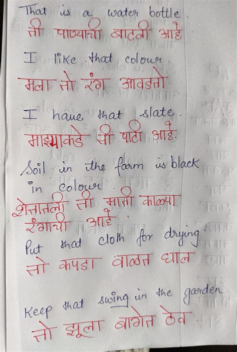 Learn English Words With Marathi Sentences