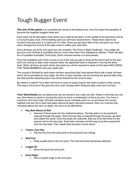 Tough Bugger Event Updated Pdf