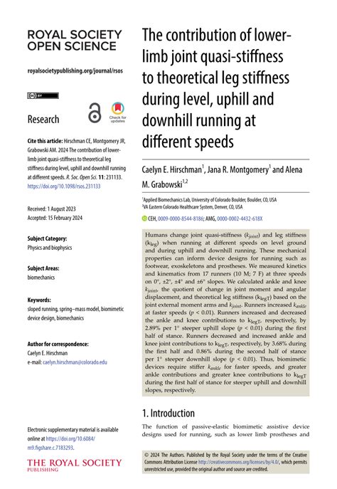 Pdf The Contribution Of Lower Limb Joint Quasi Stiffness To