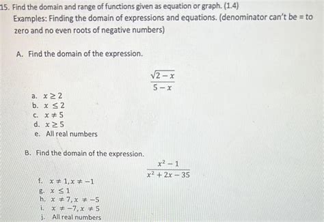 [answered] 15 Find The Domain And Range Of Functions Given As Equation Kunduz