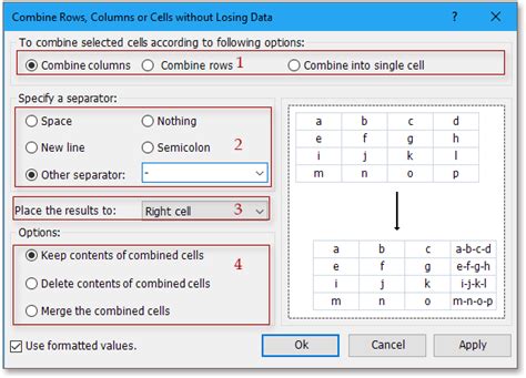 Как объединить данные из двух ячеек столбцов в одну ячейку в Excel