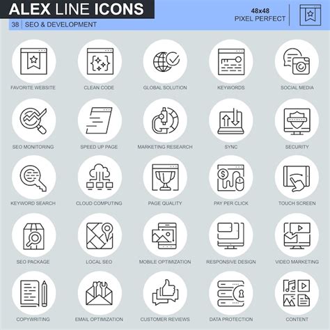Premium Vector Thin Line Seo And Development Icons Set