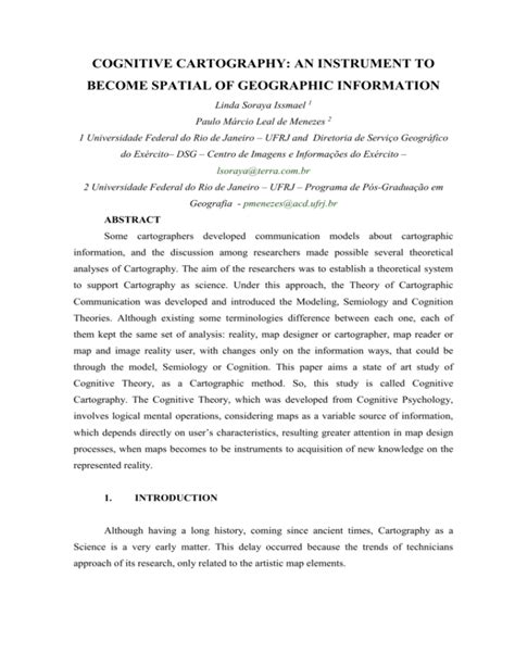 Cartography Cognitive An Instrument To Become