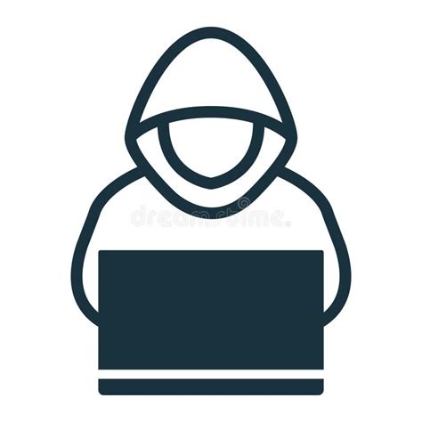 Hacker Using Laptop While Wearing Hoodie Cybersecurity Threat Stock Vector Illustration Of