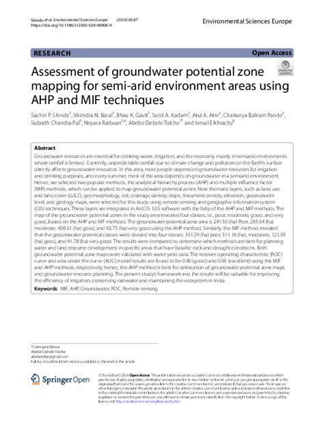 Pdf Assessment Of Groundwater Potential Zone Mapping For Semi Arid