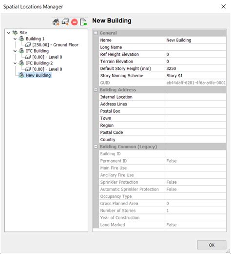spatial locations manager dialog box bricscad bim bricsys help center