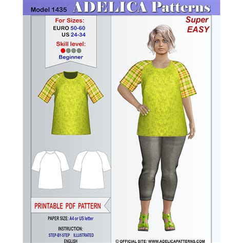 Plus Size Raglan Sleeve Tunic Sewing Pattern For Sizes 24 34 Textillia