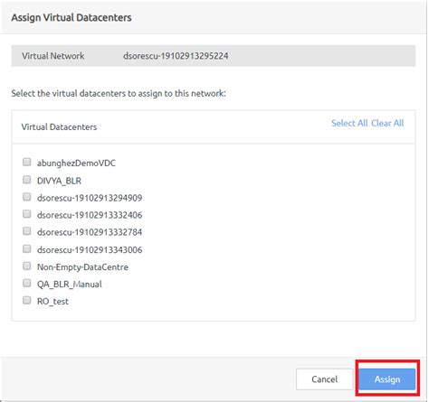 Assign A Virtual Datacenter To A Vnet Thinkagile Cp Lenovo Docs