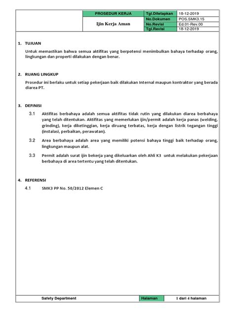 Prosedur Ijin Kerja Aman Pdf