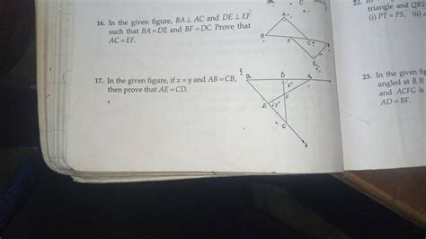 16 In The Given Figure Ba⊥ac And De⊥ef Such That Ba De And Bf Dc Prove