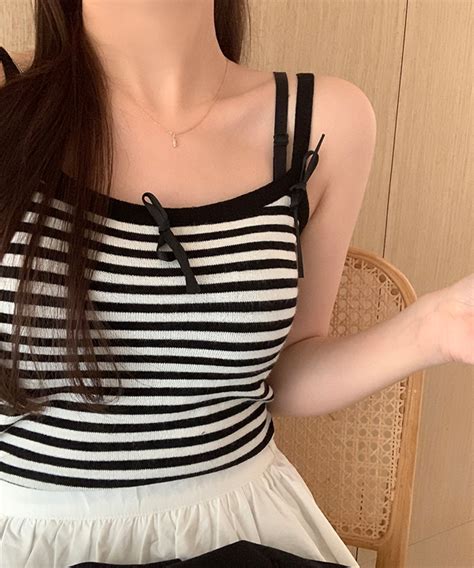 소녀레시피 발레코어 리본 니트 나시 3color