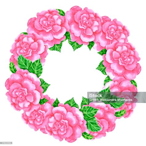 손으로 그린 수채화 핑크 진달래 화환 프레임 테두리가 흰색 배경에 분리되어 있다 초대장 엽서 포스터 장식 및 기타 인쇄물에