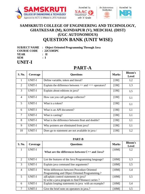 Java Question Bank Cse Ii I Sem Pdf Method Computer Programming Class Computer Programming
