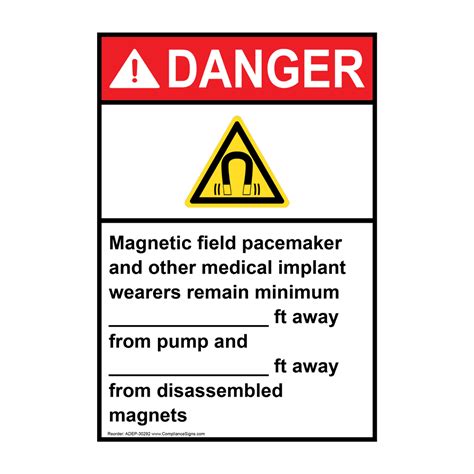 Portrait Ansi Magnetic Field Pacemaker Sign With Symbol Adep 30292