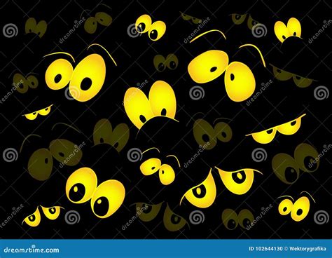 Halloween Spooky Scary Eyes Vector Design Isolated On Black Ba