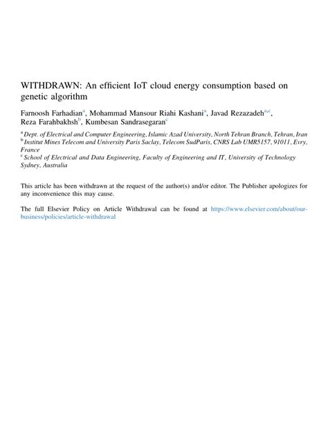 Pdf An Efficient Iot Cloud Energy Consumption Based On Genetic Algorithm