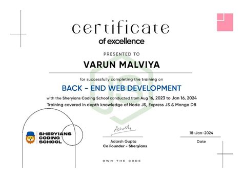 Backenddevelopment Webdevelopment Certification Learningjourney Excited Varun Malviya