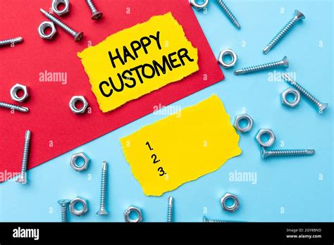Text Sign Showing Happy Customer Business Concept Highest Satisfaction Rate With The Commodity