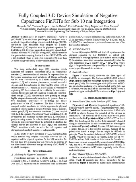 Ref 26 Fully Coupled 3 D Device Simulation Of Negative Capacitance Finfets For Sub 10 Nm