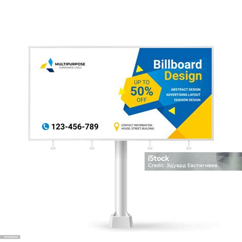빌보드 옥외 광고를위한 창조적 인 디자인 사진과 텍스트에 대한 세련된 기하학적 배경 제품 홍보를 위한 배너 템플릿입니다 간판에 대한 스톡 벡터 아트 및 기타 이미지 Istock