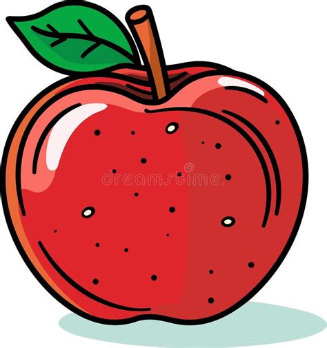 Vector Red Apple With Green Leaf Stock Vector Illustration Of