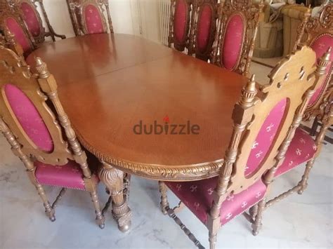 غرفة سفرة خشب سنديان فرنساوي من الروائع فخمة ومميزة رائعة Dining Table